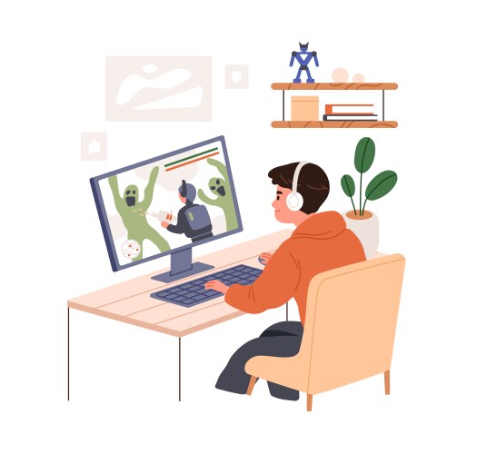 Man playing computer game Royalty Free Vector Image