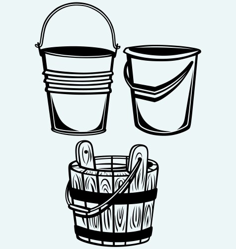 Buckets with faces Royalty Free Vector Image - VectorStock