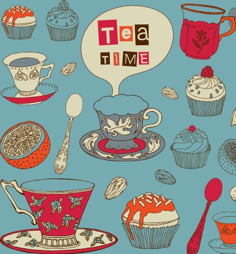 Tea time Royalty Free Vector Image - VectorStock