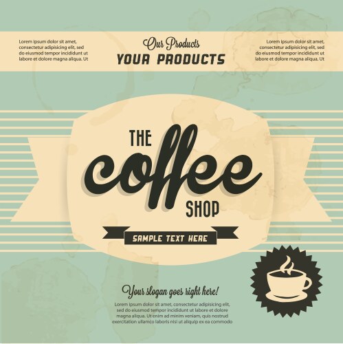 Retro vintage coffee background with typography Vector Image