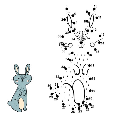 Connect the Dots Rabbit Game – Royalty-Free Vector | VectorStock