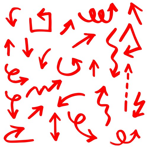 Red hand drawn arrows set Royalty Free Vector Image