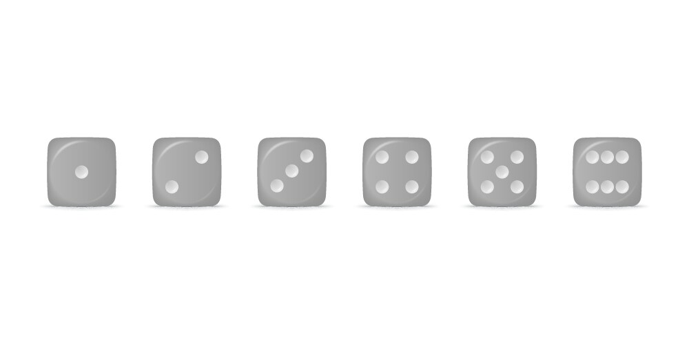 3d realistic yellow game dice icon set closeup Vector Image