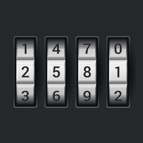 Combination lock font Royalty Free Vector Image