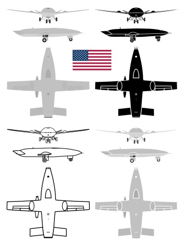 Military drone surveillance uav blueprint usa Vector Image