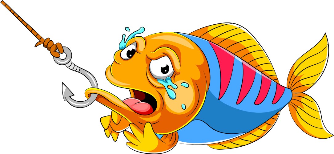 Cartoon worm on a hook Royalty Free Vector Image