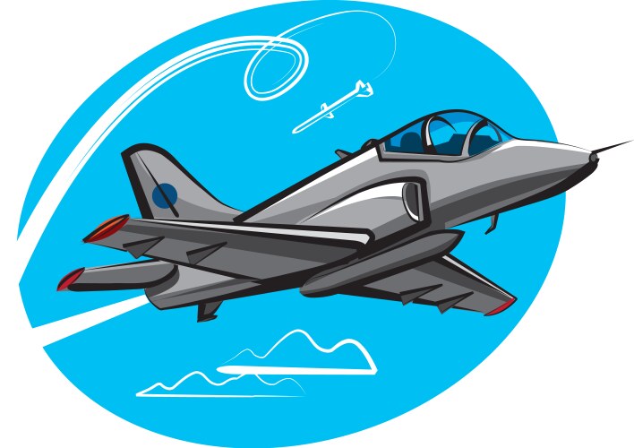 Cartoon jet fighter plane mascot character Vector Image