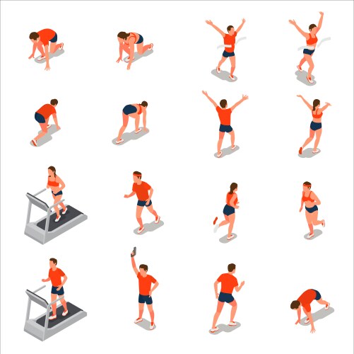Fitness gym training icons set Royalty Free Vector Image