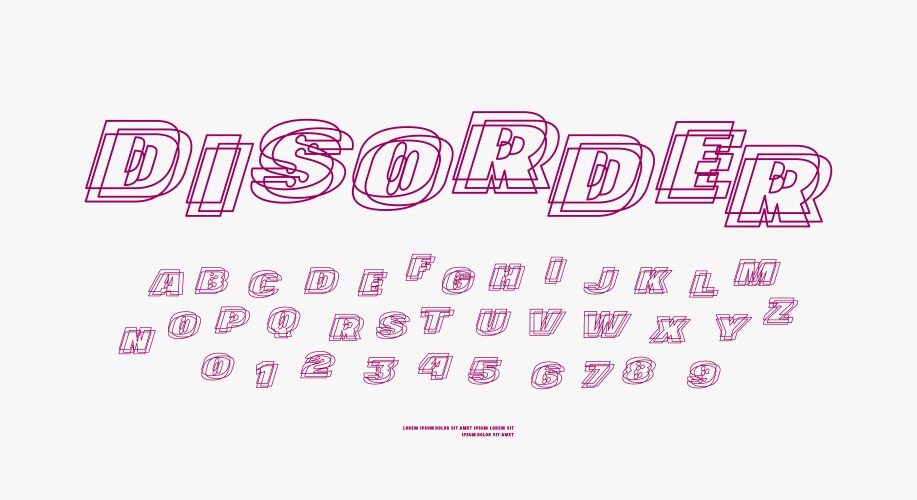 Sans serif font with distortion effect Royalty Free Vector