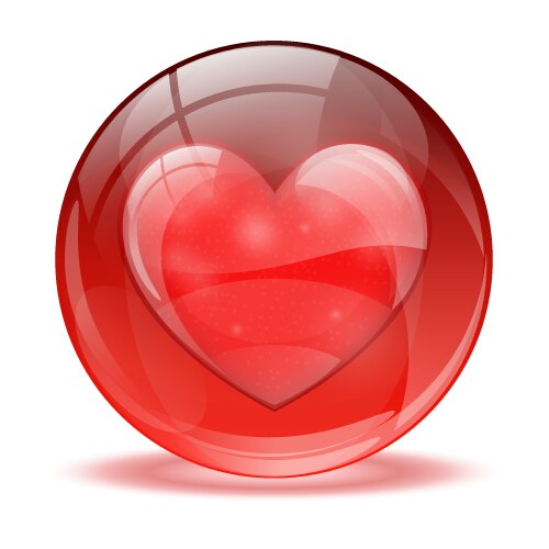 3d glass sphere and heart icon Royalty Free Vector Image