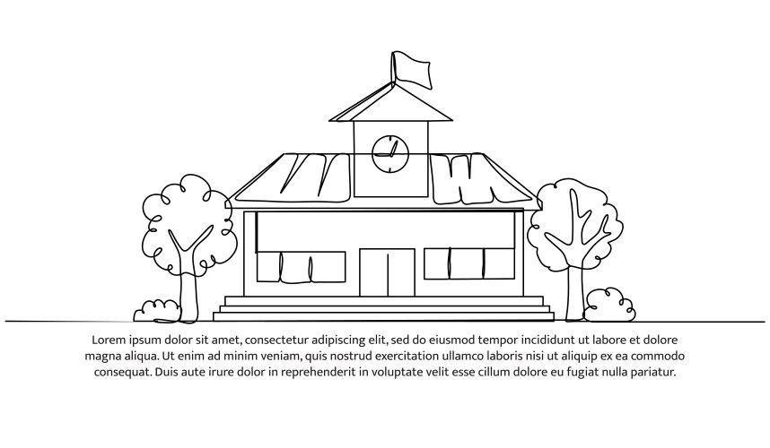 Continuous one line design of school building Vector Image