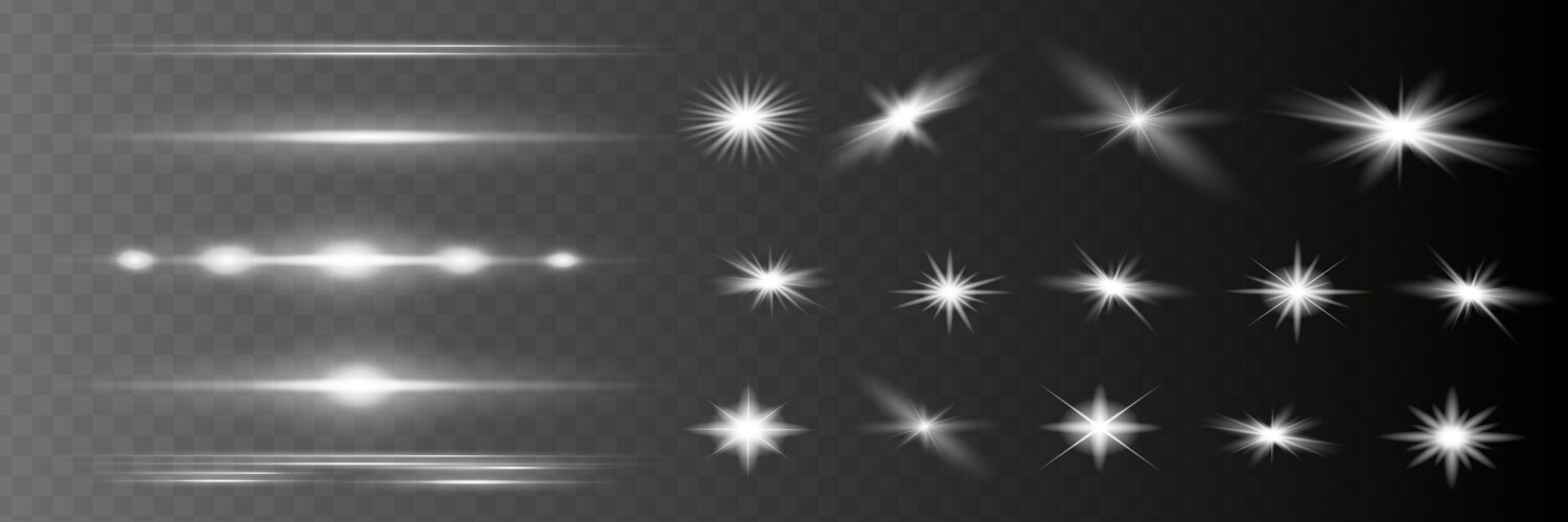 Glow isolated white transparent light effect set Vector Image