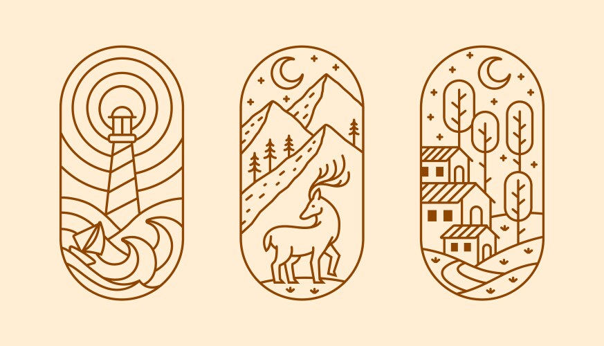 Beautiful nature line art Royalty Free Vector Image