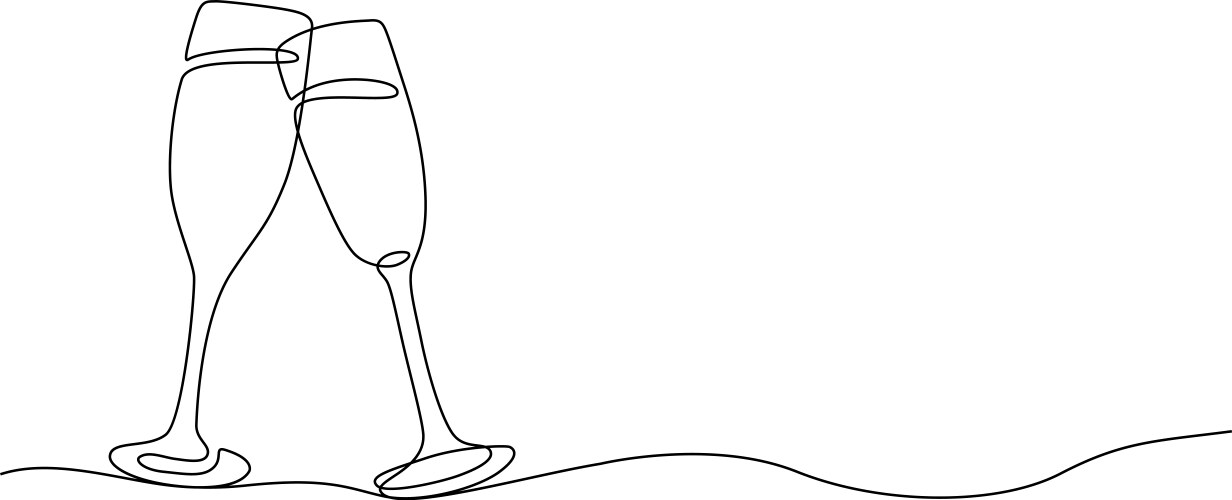 Champagne Toast - Line Art Royalty Free Vector Image