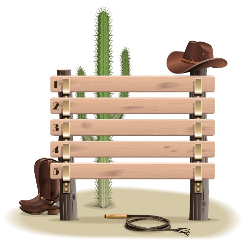 Western board with cowboy accessories Royalty Free Vector