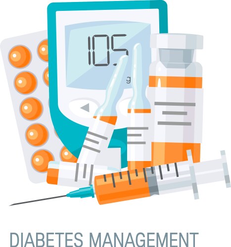 Diabetes concept in flat style icon Royalty Free Vector