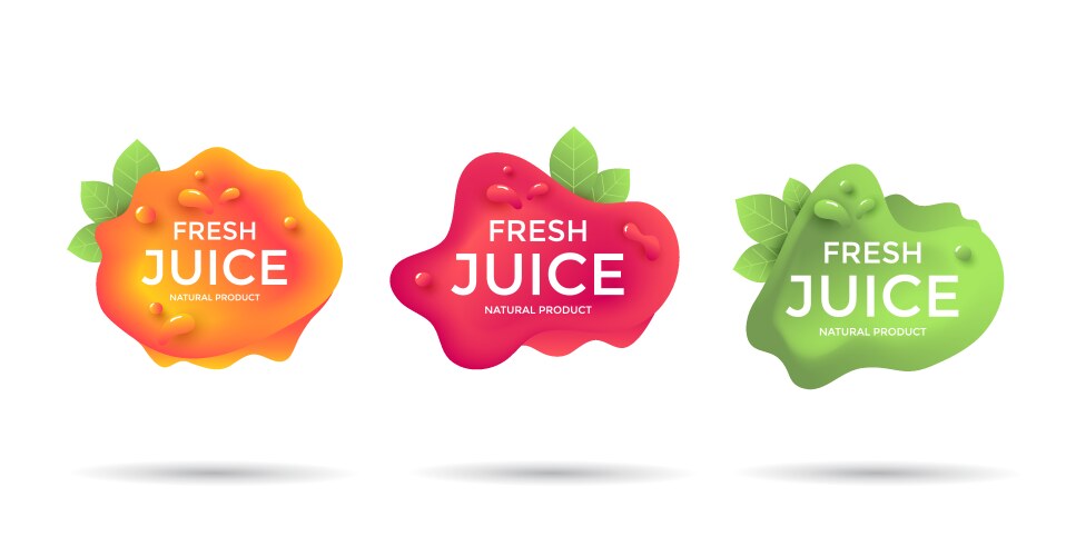Fresh juice label sticker design natural drink Vector Image
