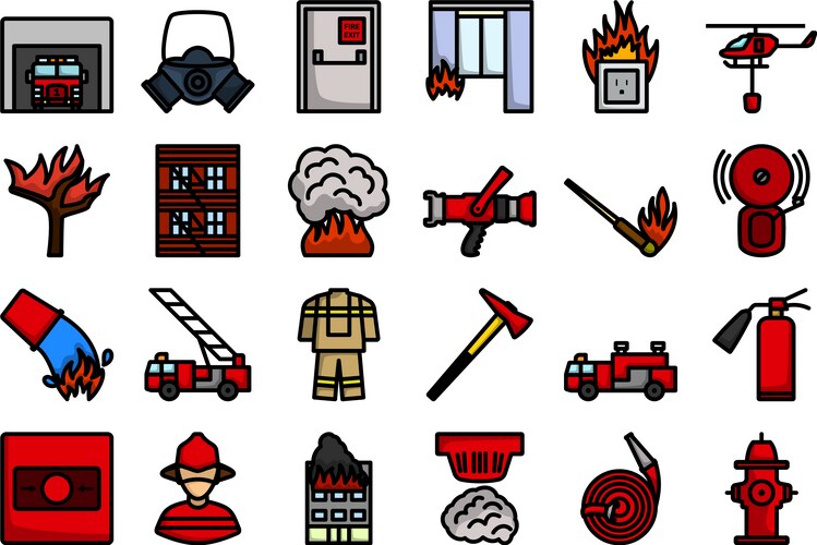 Fireguard icon set Royalty Free Vector Image - VectorStock
