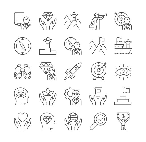Mission vision and values symbols Royalty Free Vector Image