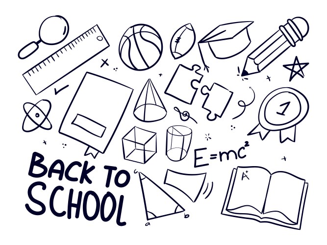 School education scribble line set Royalty Free Vector Image