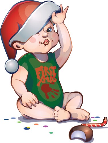 Cartoon santa claus with white rabbit on a gray Vector Image