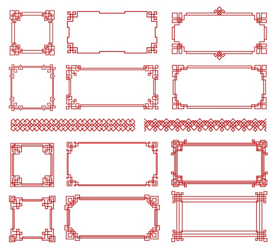 Asian chinese gold pattern frames and borders Vector Image