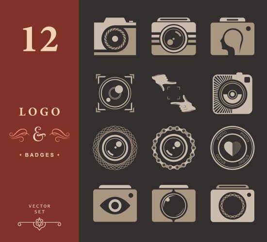 Set of icons and logos photo Royalty Free Vector Image