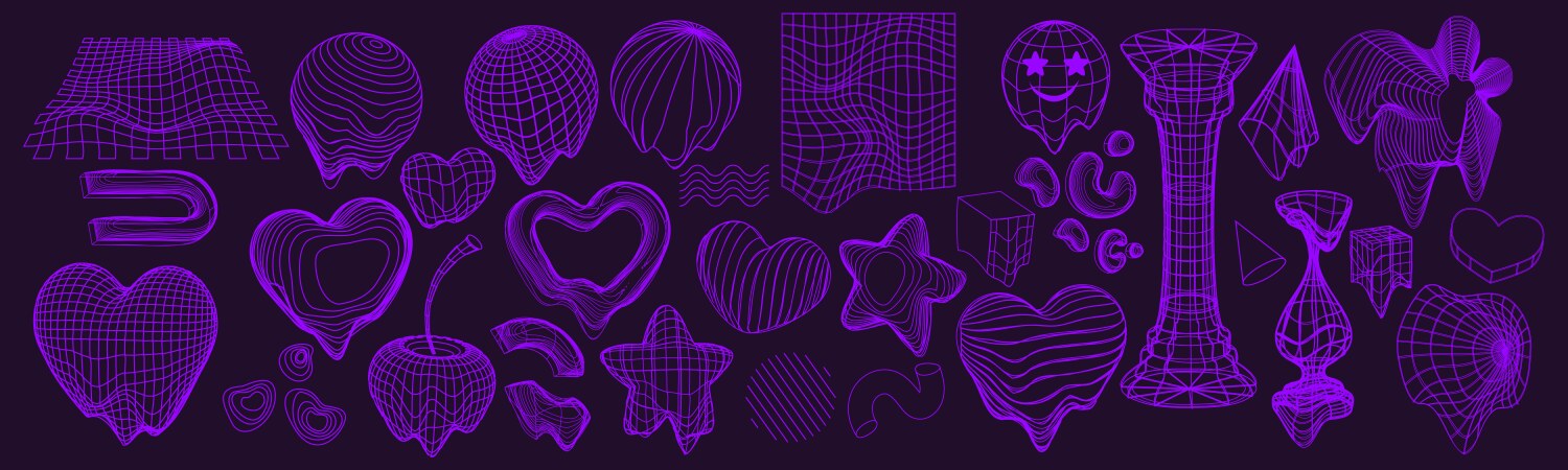 Y2k white grid abstract shape Royalty Free Vector Image