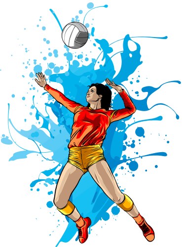 Volleyball player on attack Royalty Free Vector Image