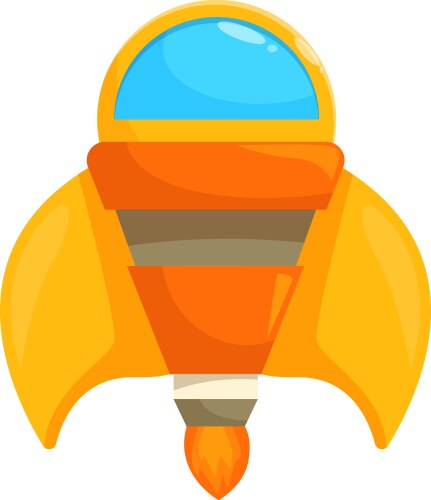 Cartoon spaceship flying through space with blue Vector Image