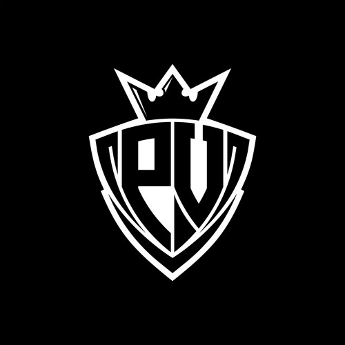 Pv letter logo with sharp triangle shield shape Vector Image