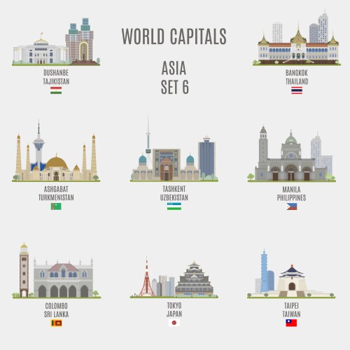 Capitals of asia Royalty Free Vector Image - VectorStock