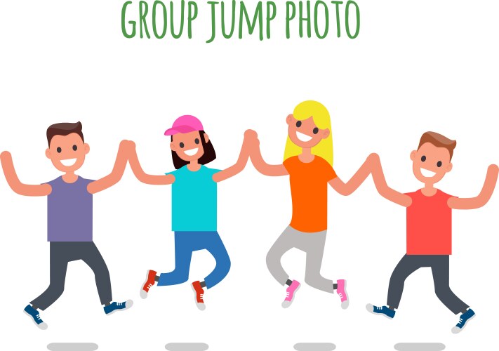 Children characters joyfully hop skip and jump Vector Image