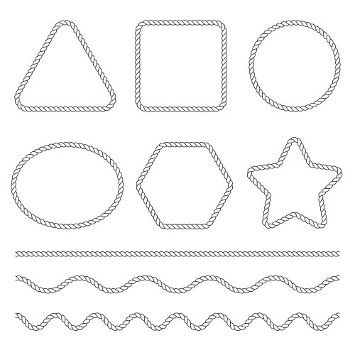 Rope elements marine cord borders nautical ropes Vector Image