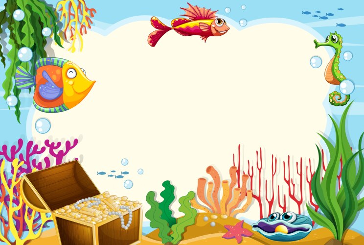 Sea creature frame template Royalty Free Vector Image