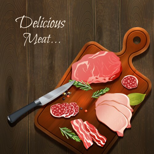Background template with grilled meat and veggies Vector Image