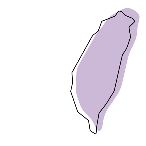 Taiwan simplified map Royalty Free Vector Image