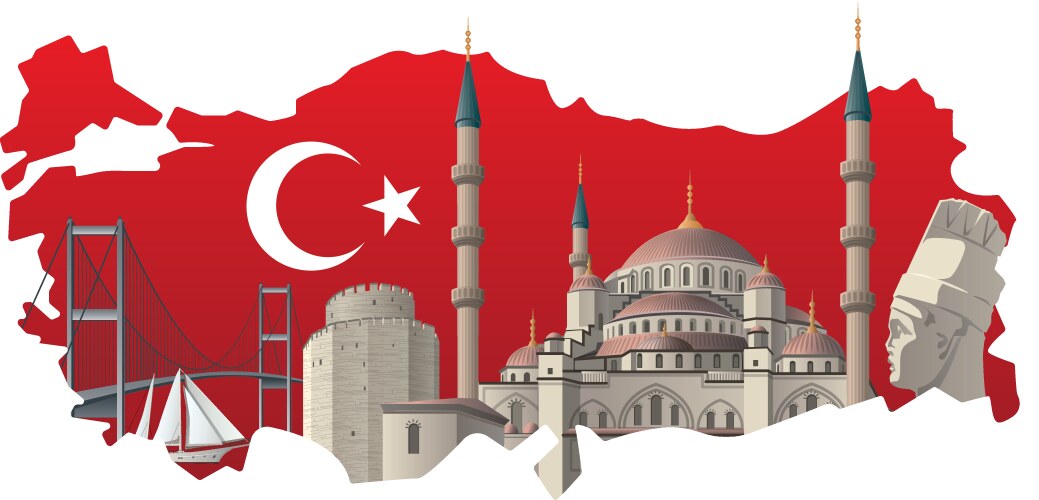 Landscape of the turkish city istanbul Royalty Free Vector