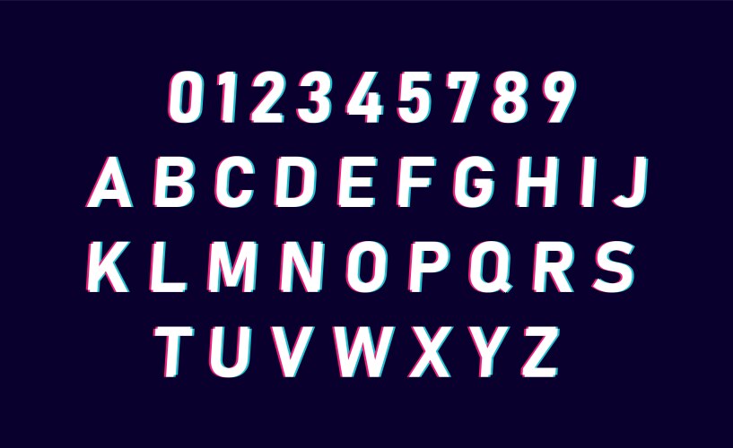 Distorted glitch font typeface letters Royalty Free Vector