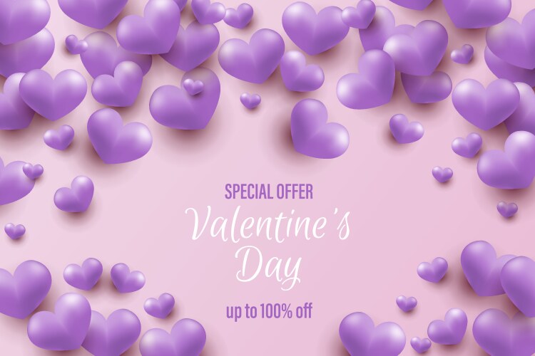 Happy Valentines Day Background With Realistic Vector Image
