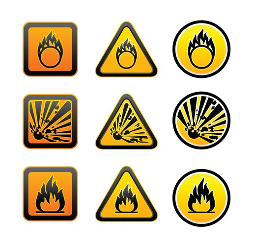 Hazard warning symbol icons ghs safety pictograms Vector Image