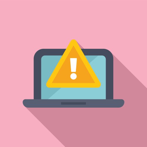 Laptop showing warning exclamation mark symbol Vector Image