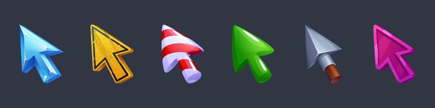 3d Gold Cursor Arrow Click Pointer Set Royalty Free Vector