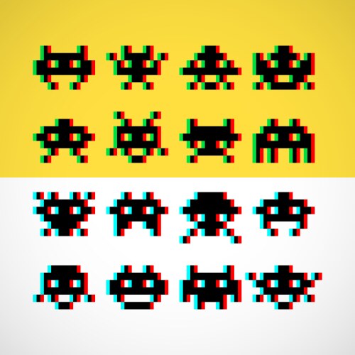 Video game pixel font with distortion Royalty Free Vector Video game pixel font with distortion Royalty Free Vector