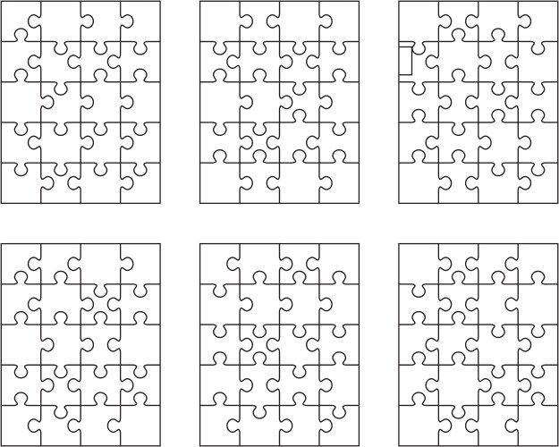 Six Piece Puzzle Vector Images (over 240)