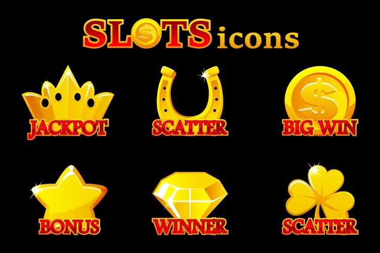 Classic gold slot machine symbol collection Vector Image