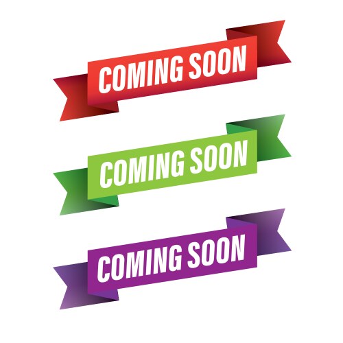 Coming soon red ribbon Royalty Free Vector Image