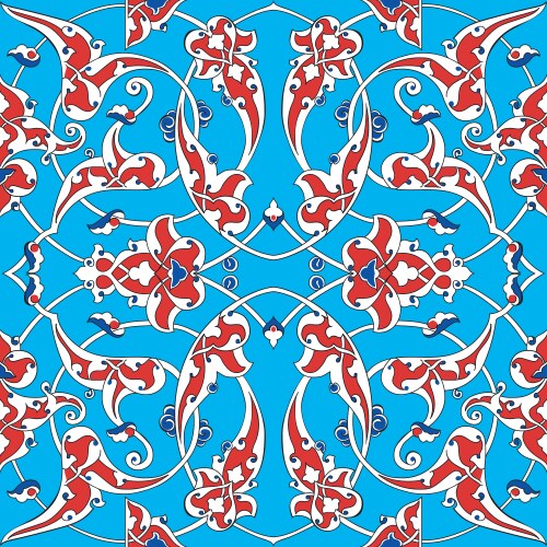 Iznik tile pattern with floral ornaments Vector Image