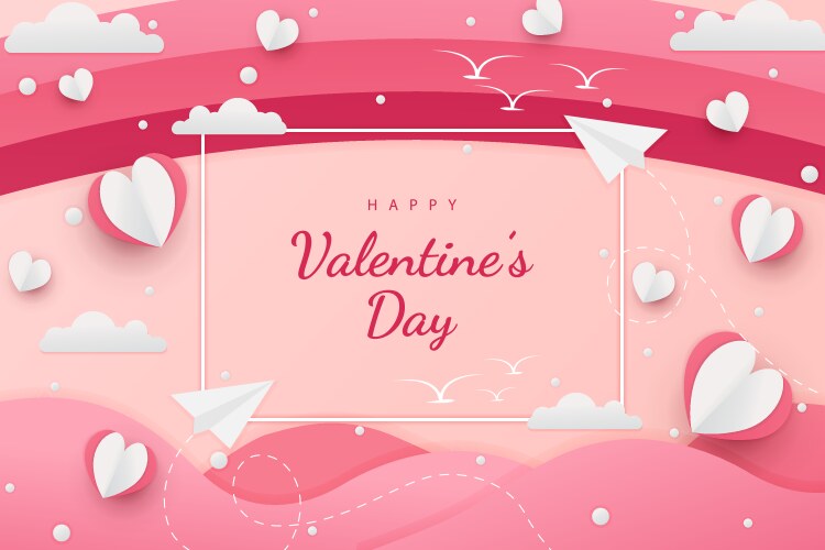 Happy valentines day background paper cut hearts Vector Image