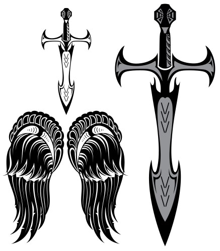 Wings and sword Royalty Free Vector Image - VectorStock